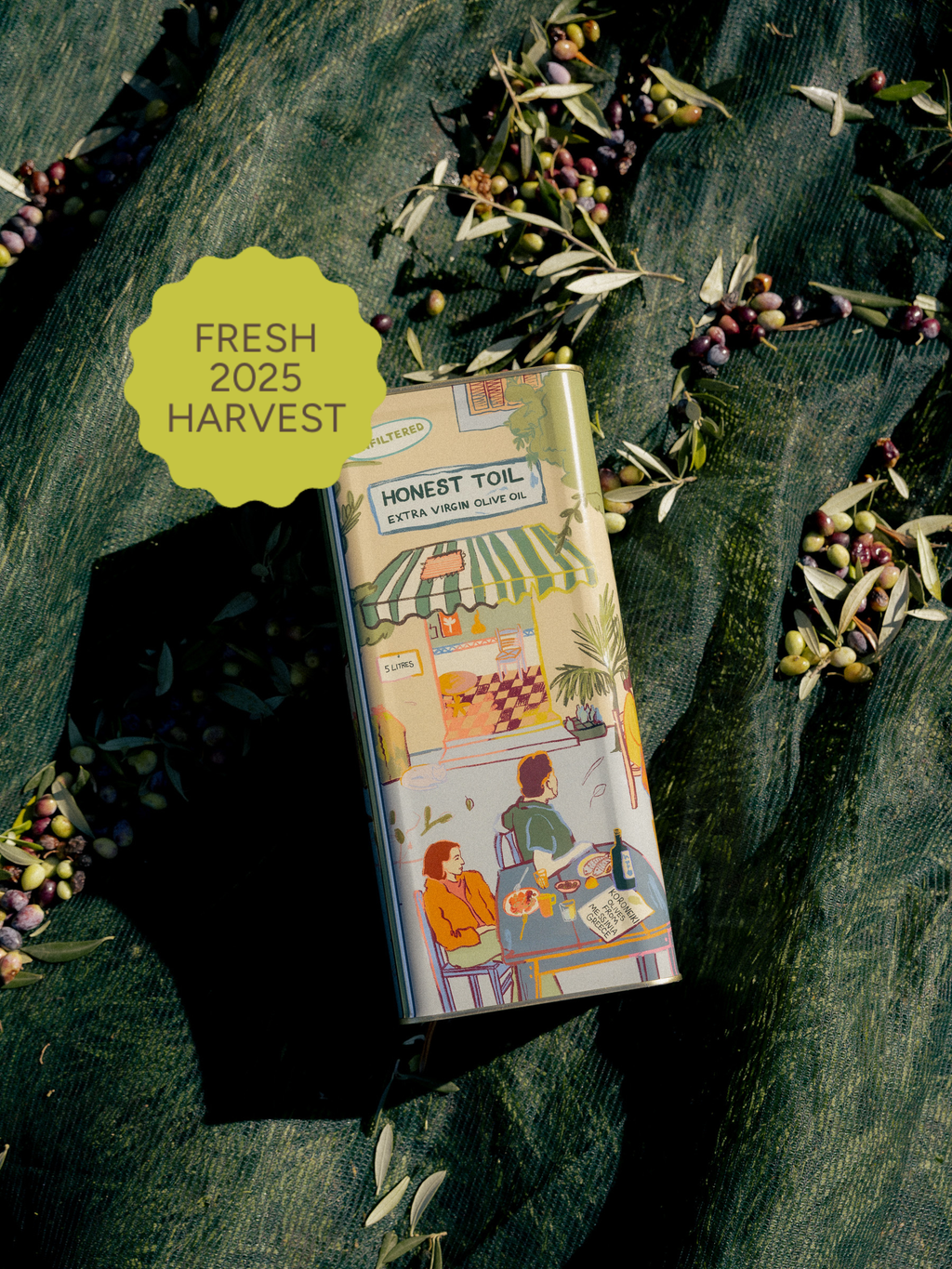 Honest Toil's unfiltered, extra virgin olive oil in 5-litre can ...